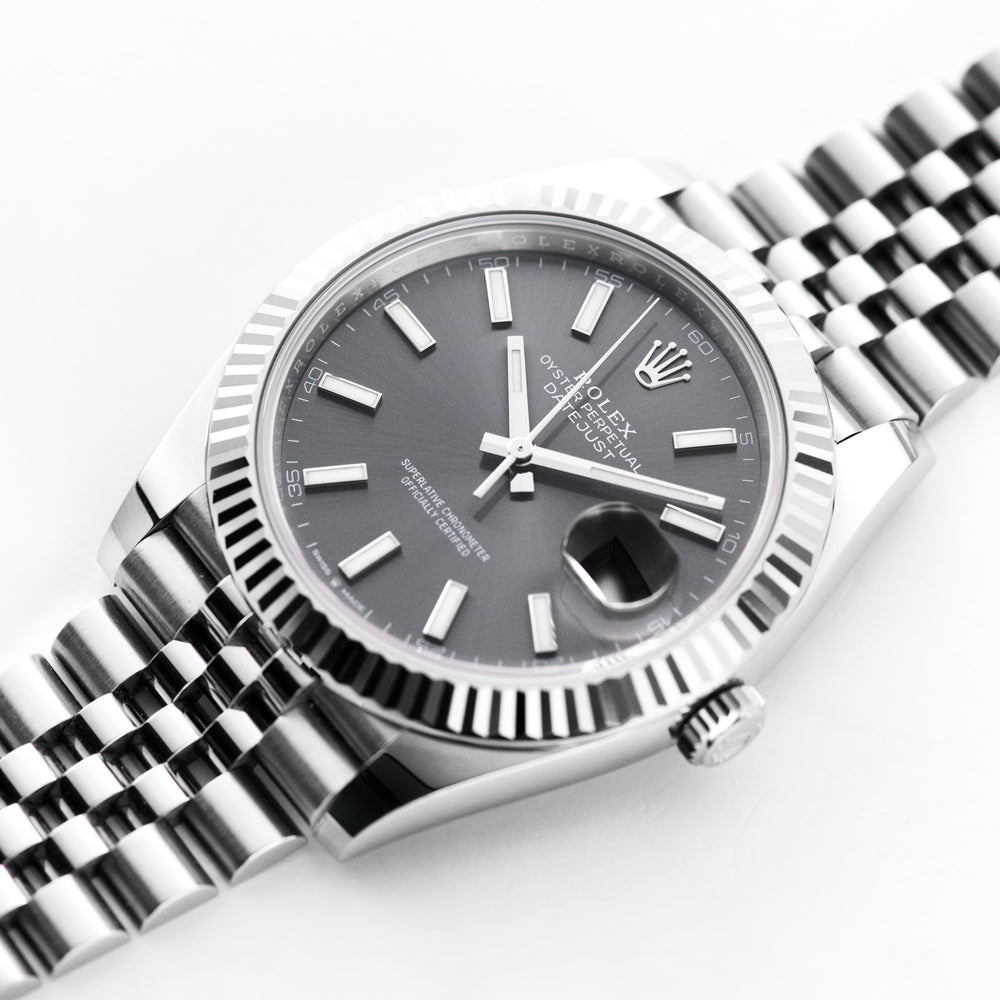 Pre-Owned Rolex Date-Just 41, 126234, Grey Dial, 2021, Full Set & Onaro